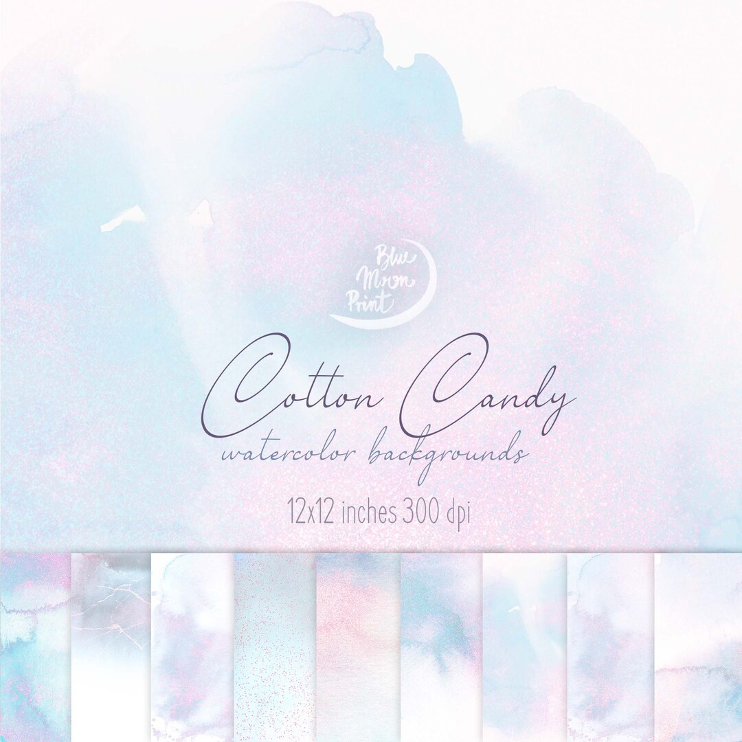 Cotton Candy Watercolor Backgrounds, Delicate Pastel Textures and ...