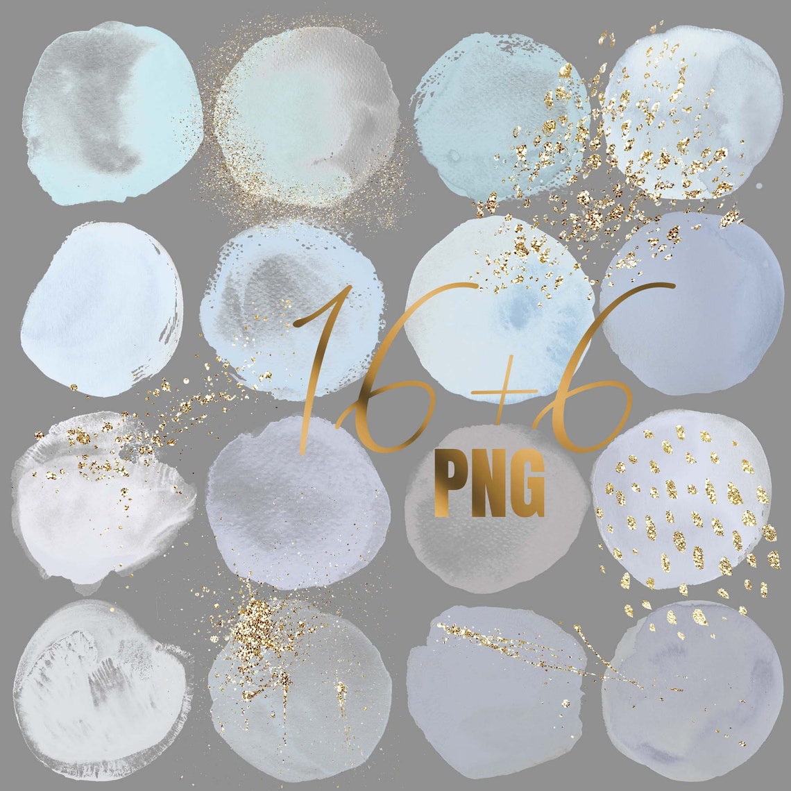 Light Blue irregular Circles hand painted Watercolor Clipart | Etsy