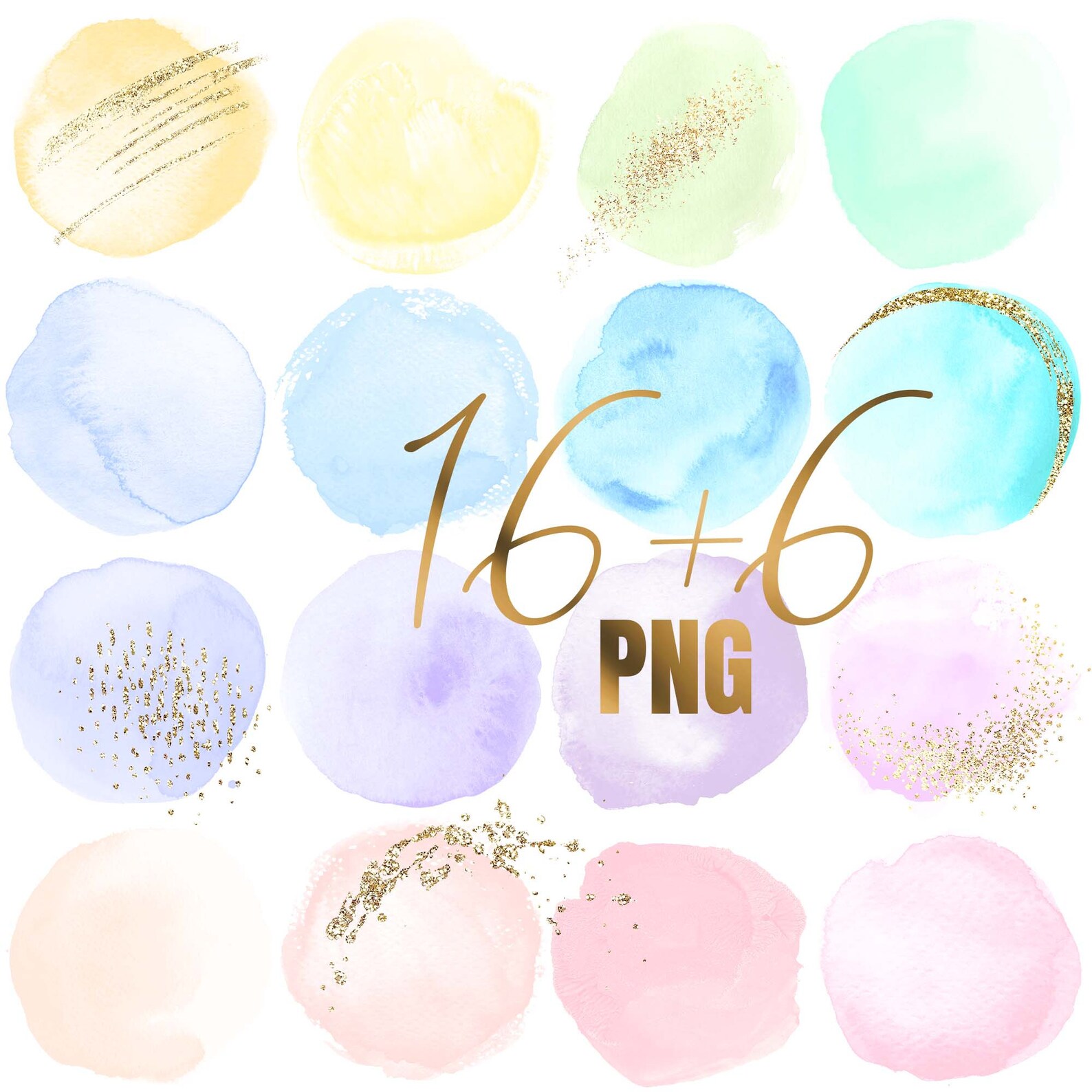 Pastel Irregular Circles, Hand Painted Watercolor Clipart Plus ...