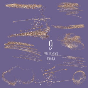 Purple and Gold Watercolor Splash and Brush Stroke Clipart, Abstract ...