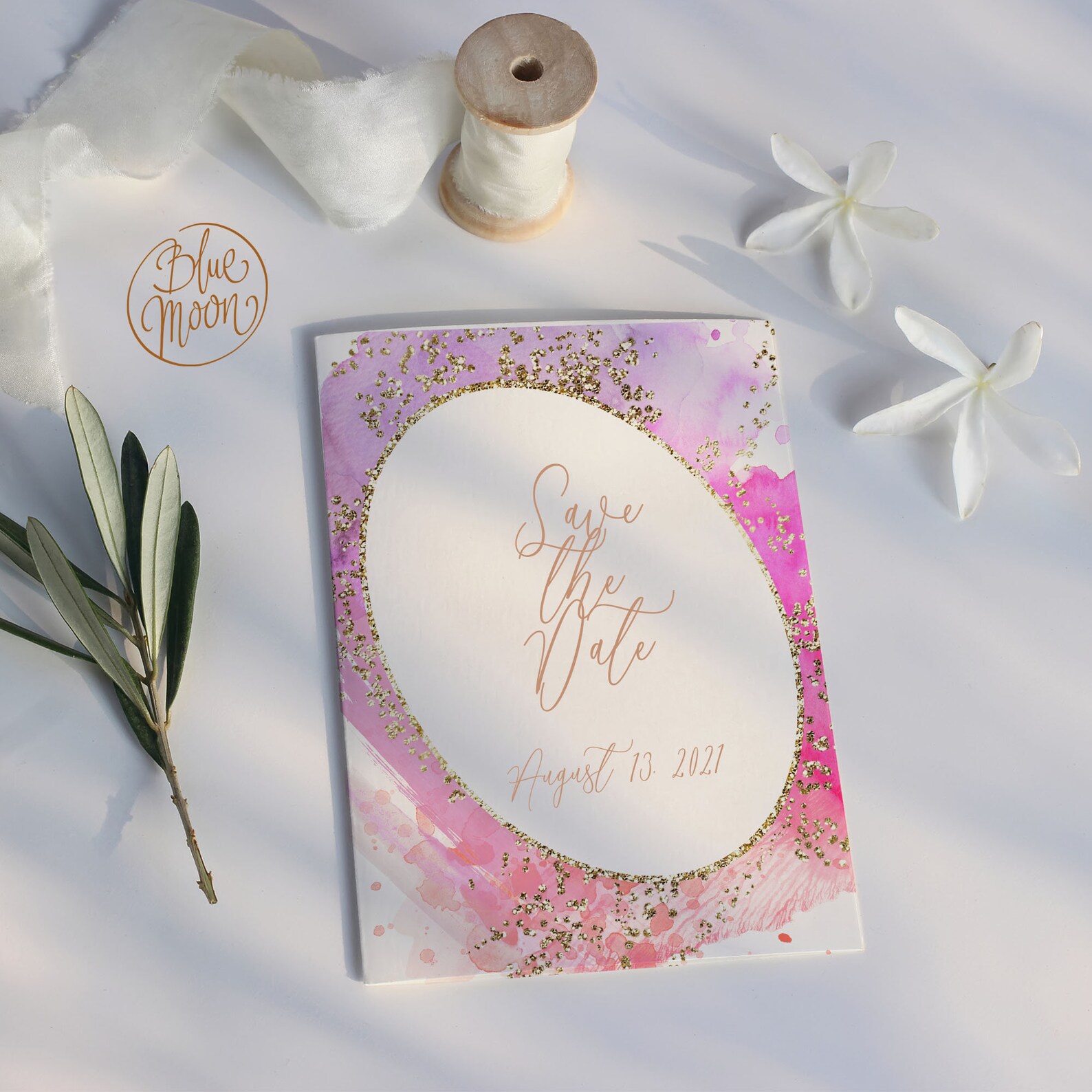 Set of Watercolor Red Pink Violet Frames Gold Decorative - Etsy