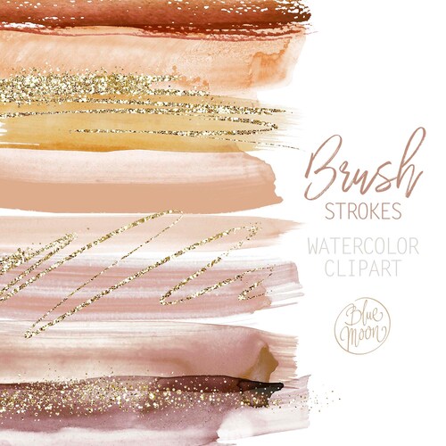 Blue Watercolor Brush Strokes Clipart. Set of 25 PNG Clip Art | Etsy