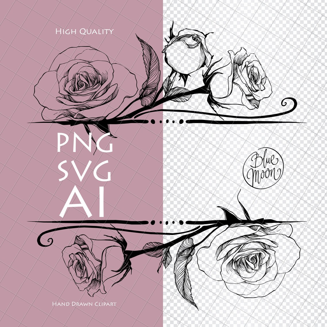 Rose Flower Decorative Floral Graphic Frame. Svg Ai and Png - Etsy