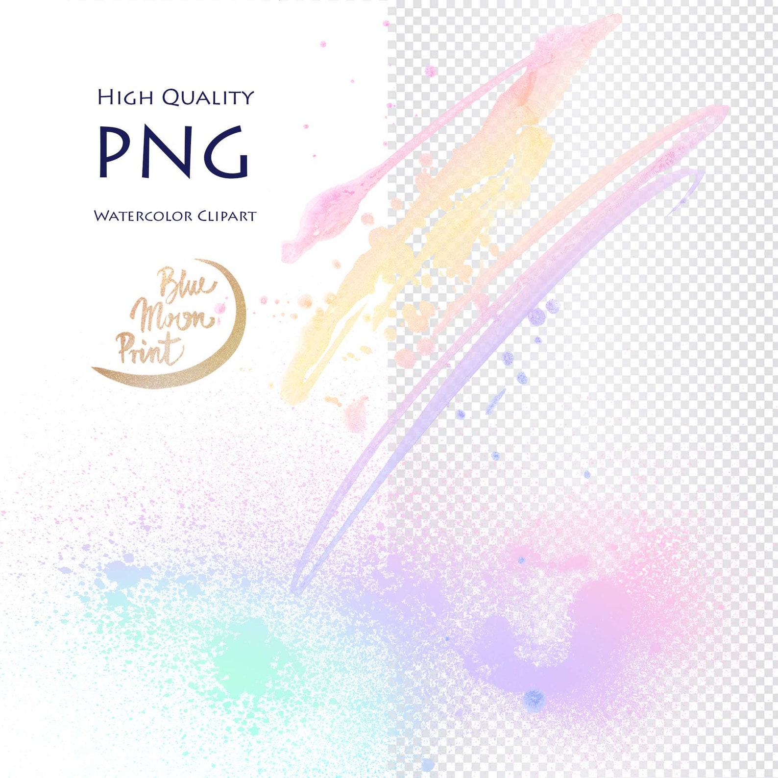 Pastel Ombre Watercolor Splash and Brush Stroke Clipart - Etsy