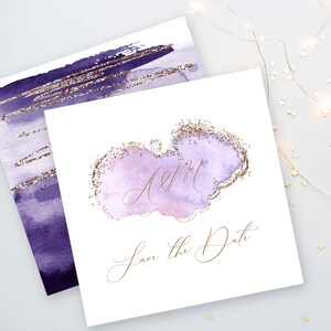 Purple and Gold Watercolor Splash and Brush Stroke Clipart, Abstract ...