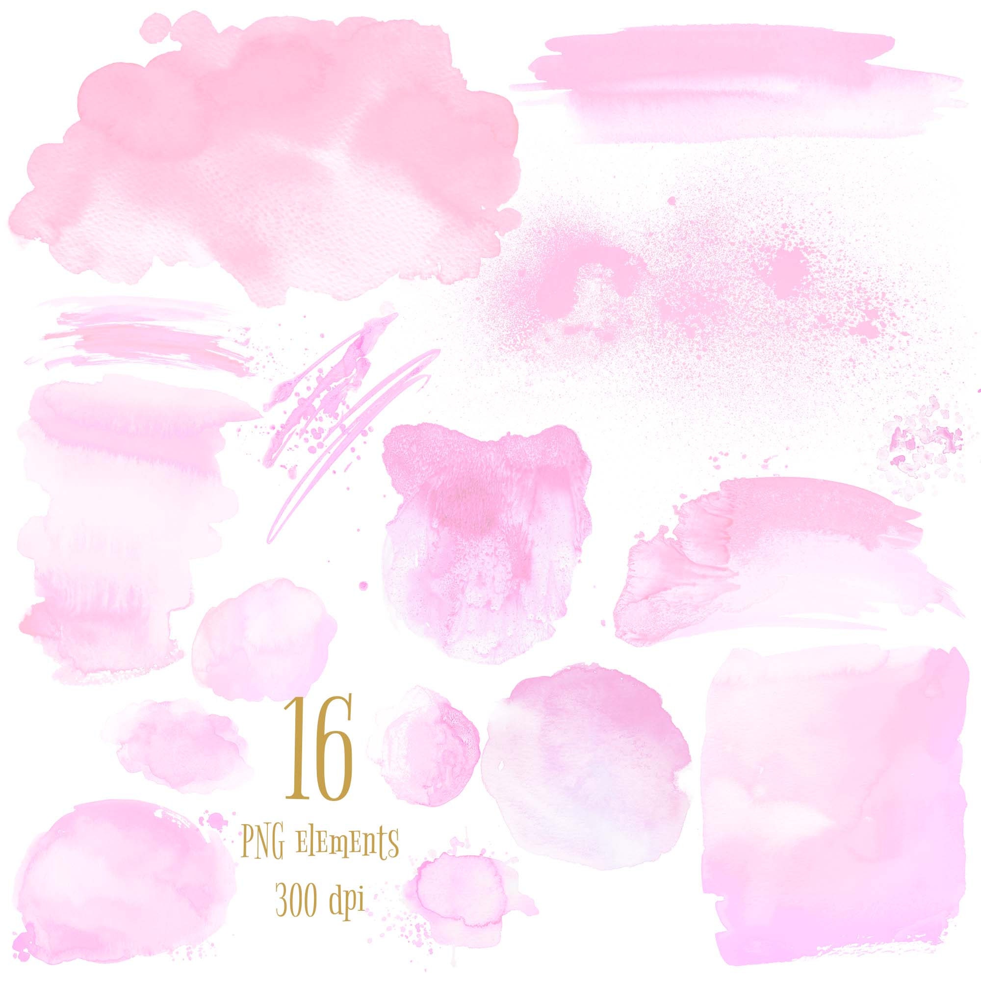 Pastel Pink Watercolor Splash and Brush Stroke Clipart | Etsy