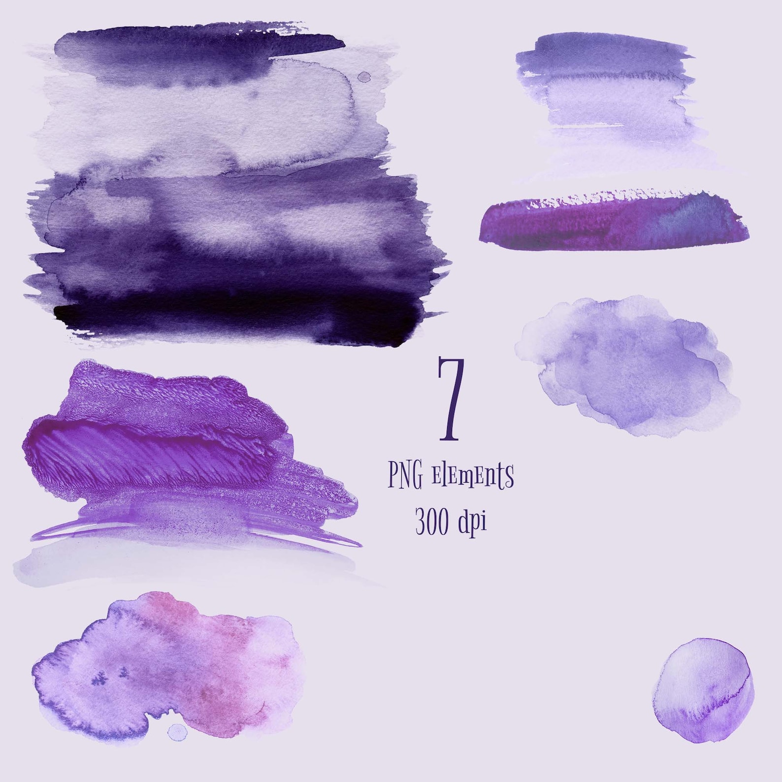 Purple and Gold Watercolor Splash and Brush Stroke Clipart | Etsy UK