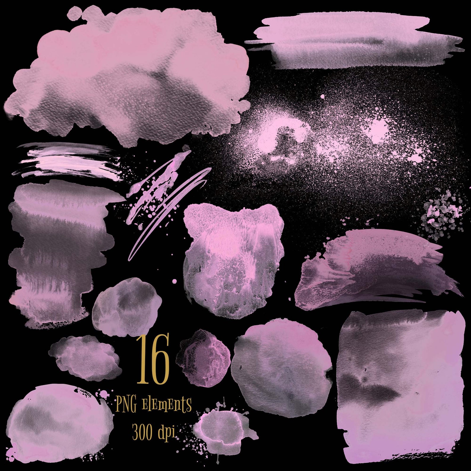 Pastel Pink Watercolor Splash and Brush Stroke Clipart | Etsy