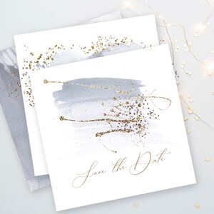 Gray With Gold Watercolor Splash and Brush Stroke Clipart, Decorative ...