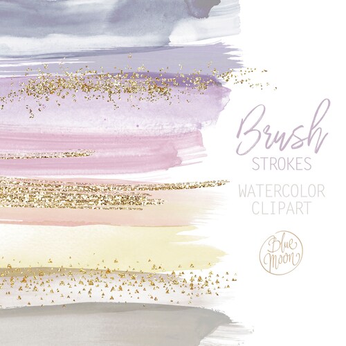 Pastel Watercolor Brush Strokes Clipart. Set of 25 PNG Clip - Etsy