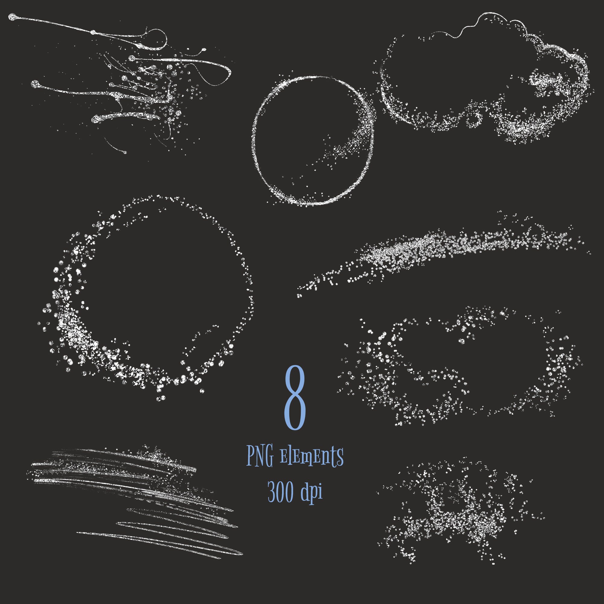 Gray With Silver Watercolor Splash Clipart Decorative - Etsy