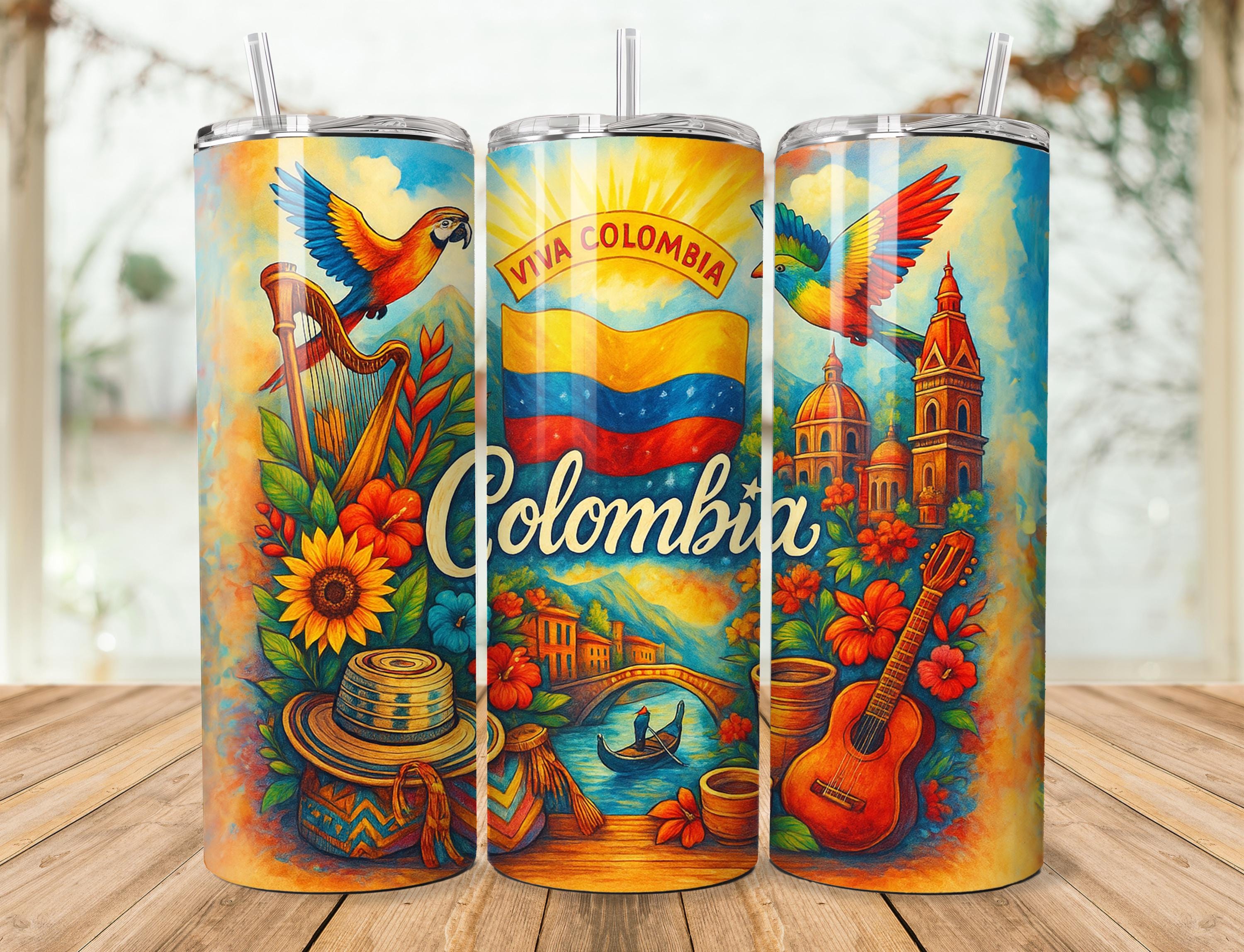 Colombia 20oz Skinny Tumbler PNG Sublimation Design, Colombia Flag ...
