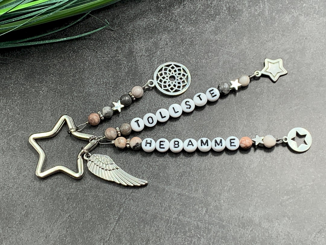 Keyring Greatest Midwife Zebra Jasper Real Gemstones - Stainless Steel ...