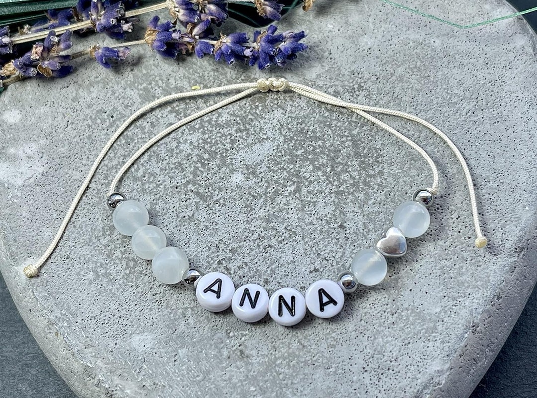 Majas Pearl Bracelet With Name Moonstone Heart DQ - All Sizes ...