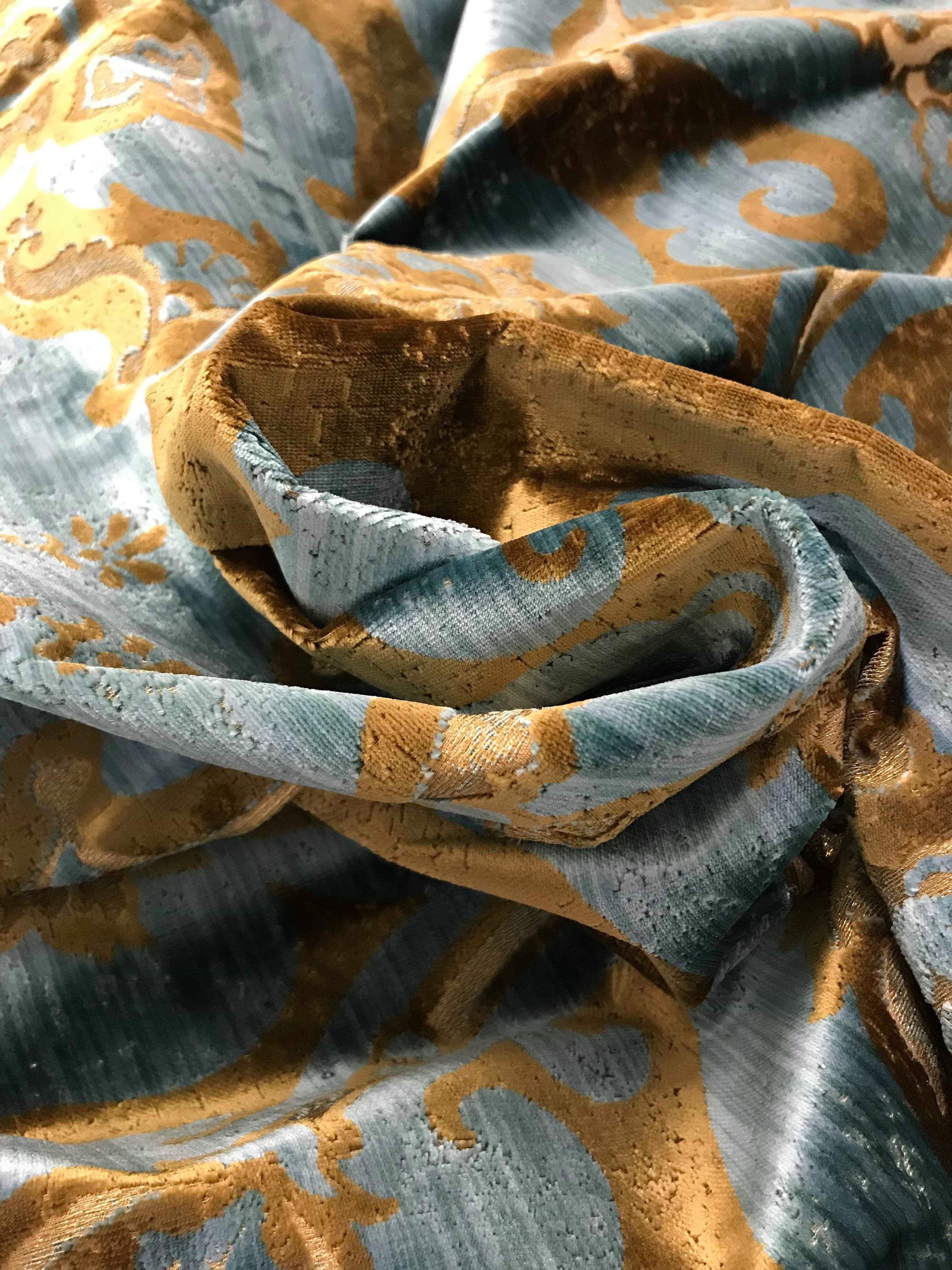 LUXURY DESIGNER Fabric, Fadini Borghi Velvet Upholstery Fabric With ...