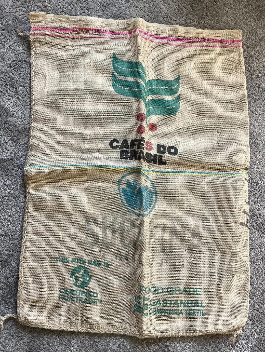 Vintage Burlap Coffee Bag: Brazil & Guatemala, 38x27 Decor - Etsy