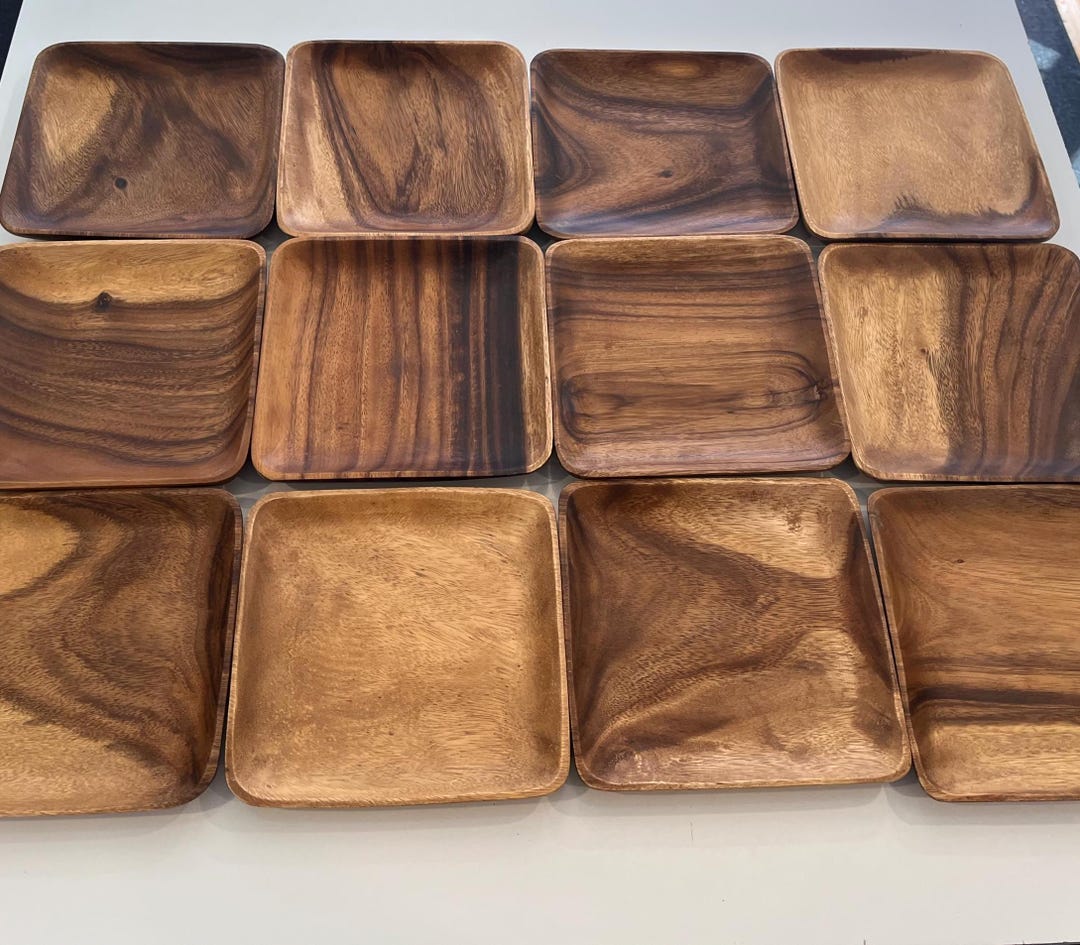 Wooden Plates Walnut Plates Salad Plates Charcuterie Plates Set of ...