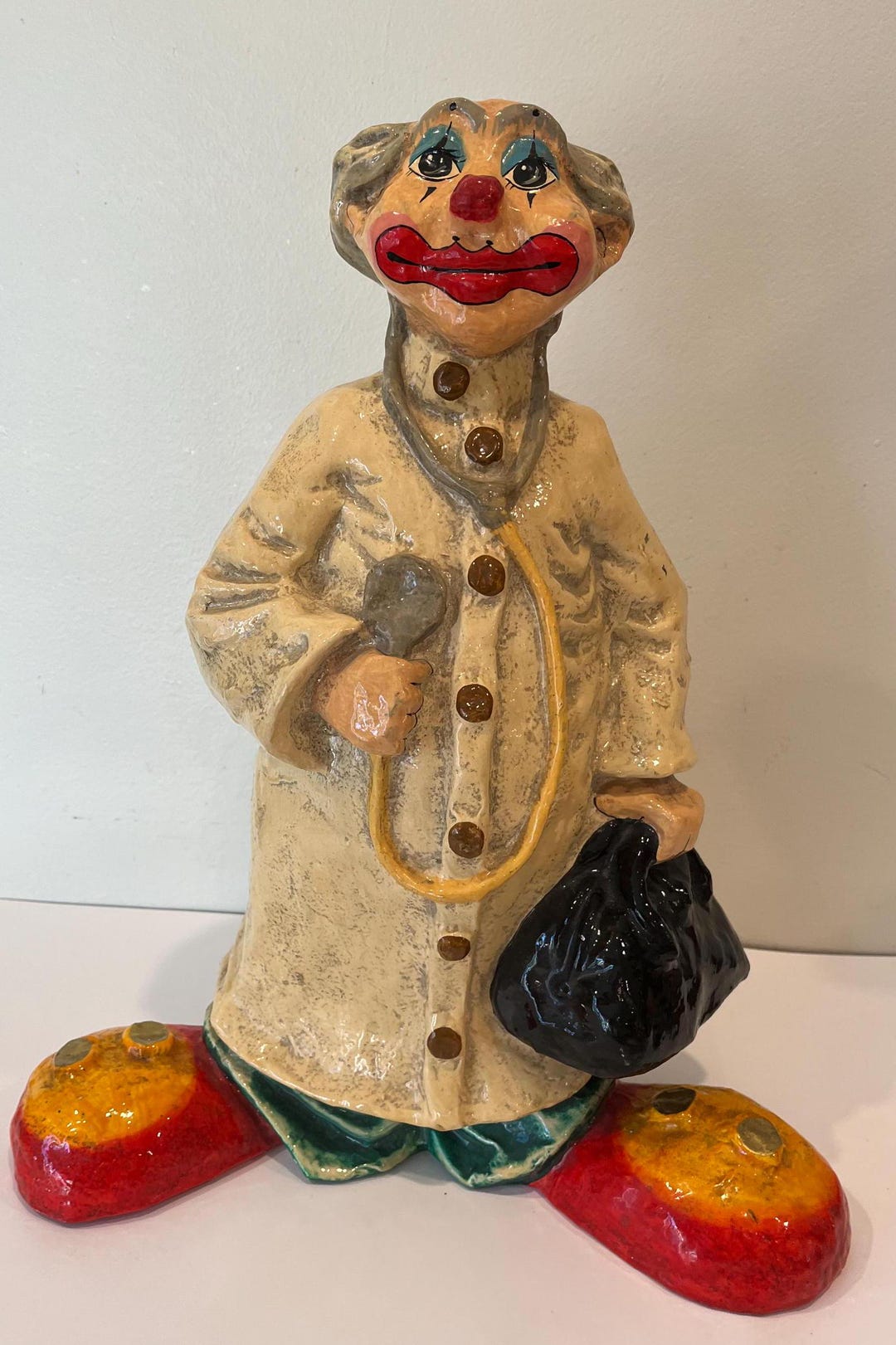 Paper Mache Clown Doctor Clown Handmade and Signed Doctor Gift Clown ...