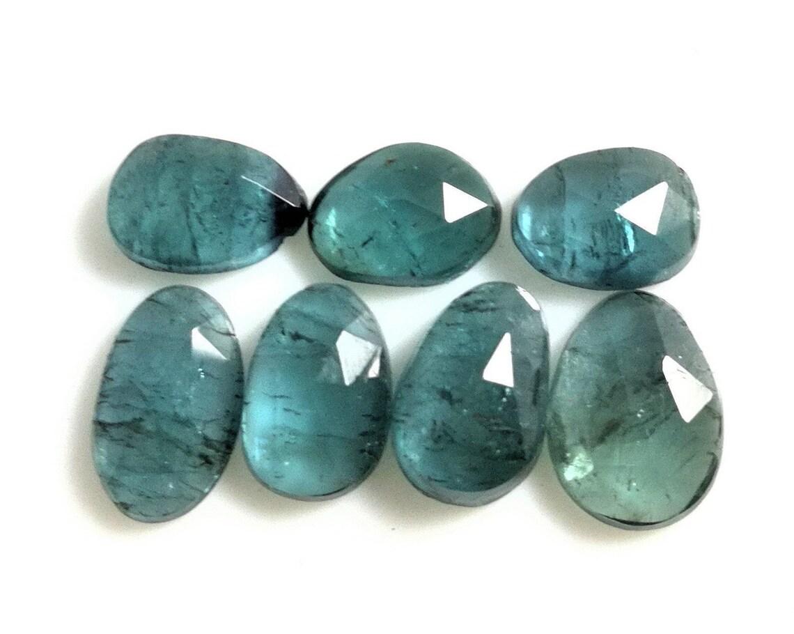 Natural Blue Bio Tourmaline Faceted Rosecut Slice Jewelry | Etsy