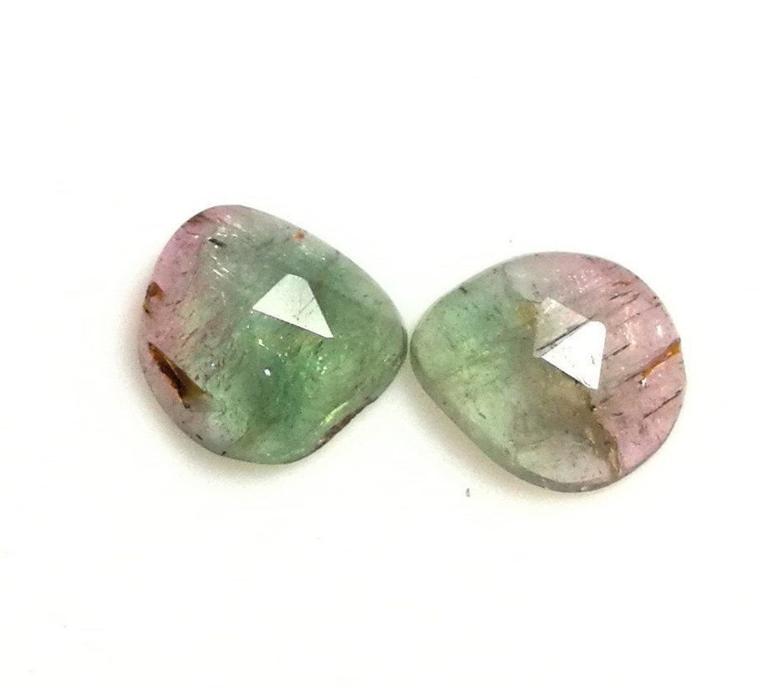 Natural Watermelon Tourmaline Faceted Rosecut Slice 6.50X6.50 AAA++ ...