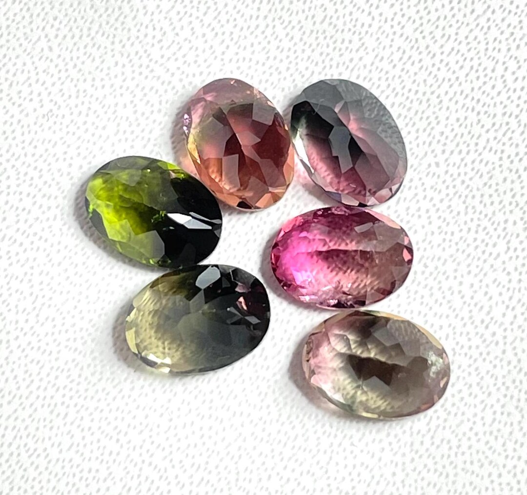 Rare Watermelon Tourmaline Gemstones: Faceted Oval Cut, AAA Quality (6 ...