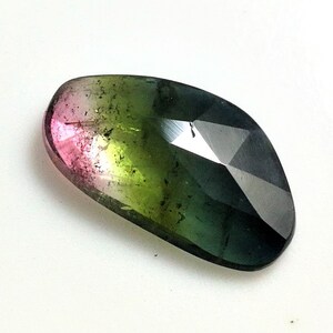 Natural Bio Blue and Watermelon Multi Tourmaline Faceted Rosecut Slice ...