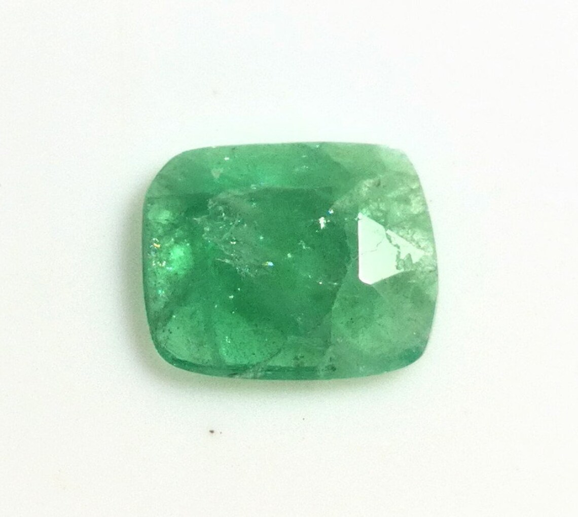 Beautiful & Natural Zambian Emerald Rosecut Faceted Slice | Etsy