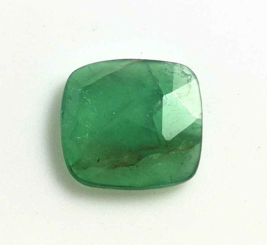 Beautiful & Natural Zambian Emerald Rosecut Faceted Slice | Etsy