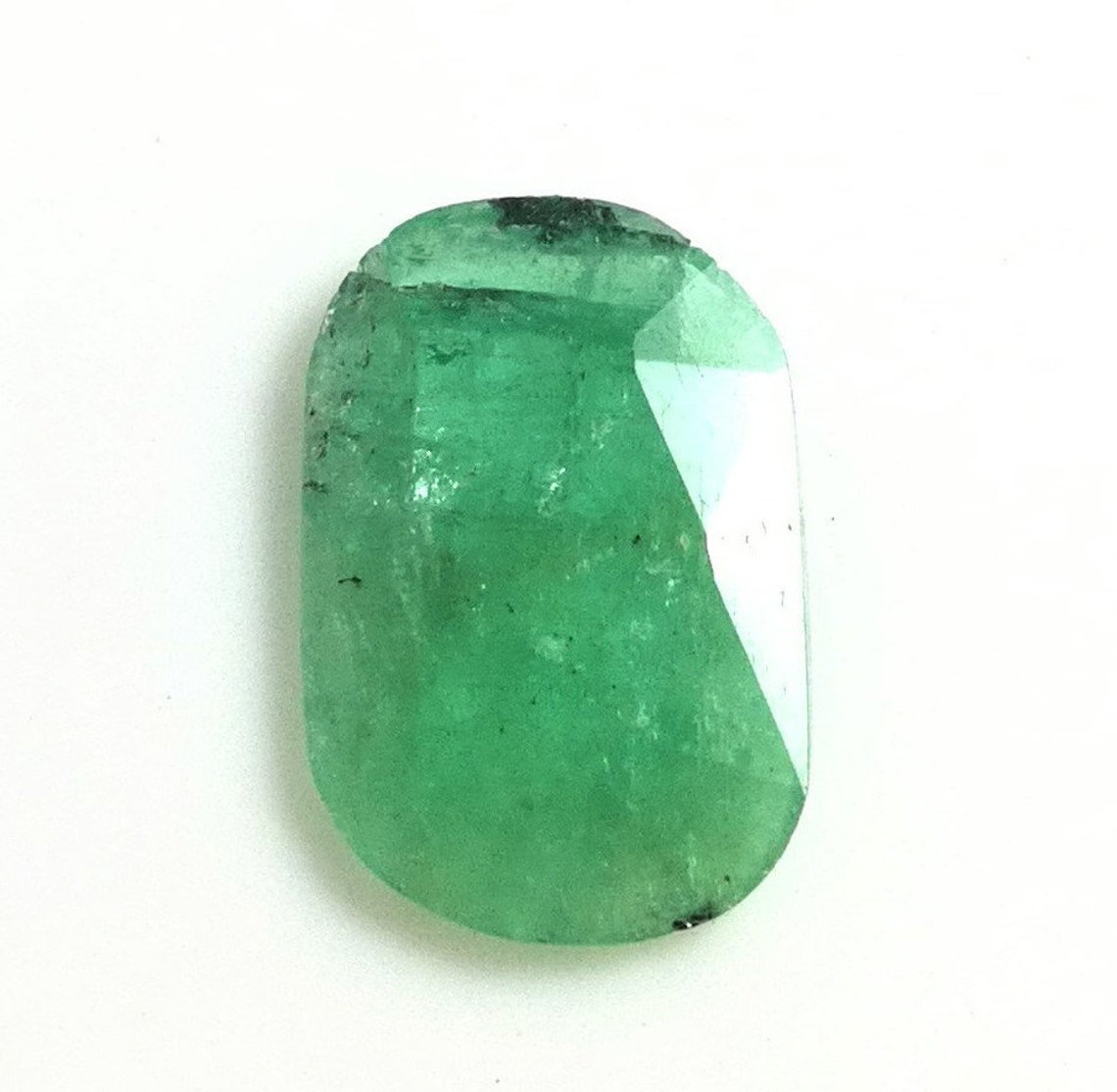 Beautiful & Natural Zambian Emerald Rosecut Faceted Slice | Etsy