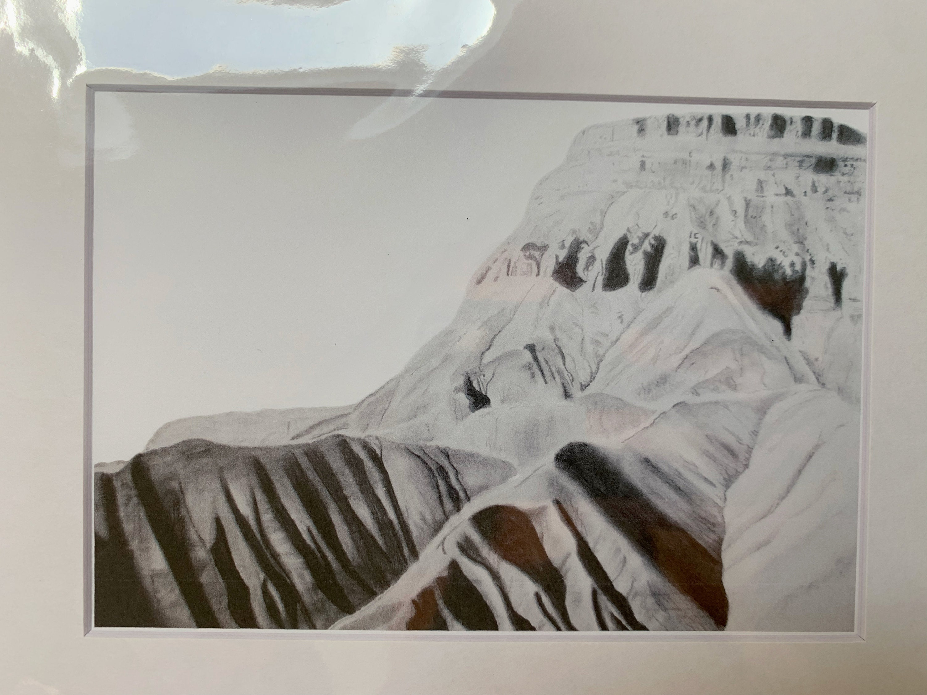 Mountain Charcoal Drawing of Mt. Garfield Matted Print - Etsy