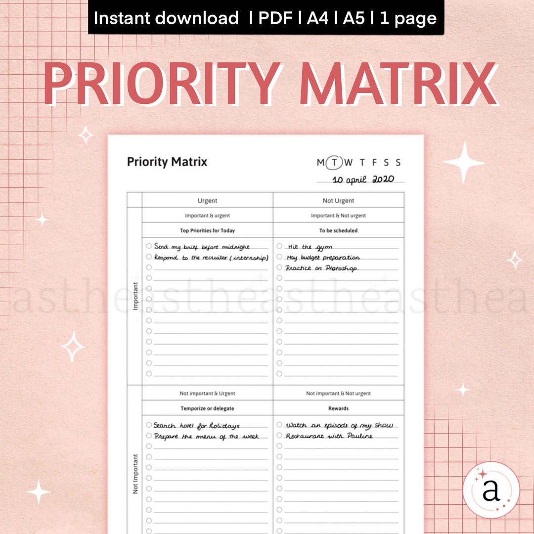 Priority Matrix, Task Management, Decision Matrix, Eisenhower Matrix ...