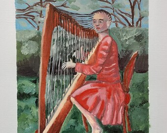 Harpist Painting - Etsy