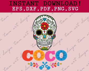 Coco skull svg | Etsy