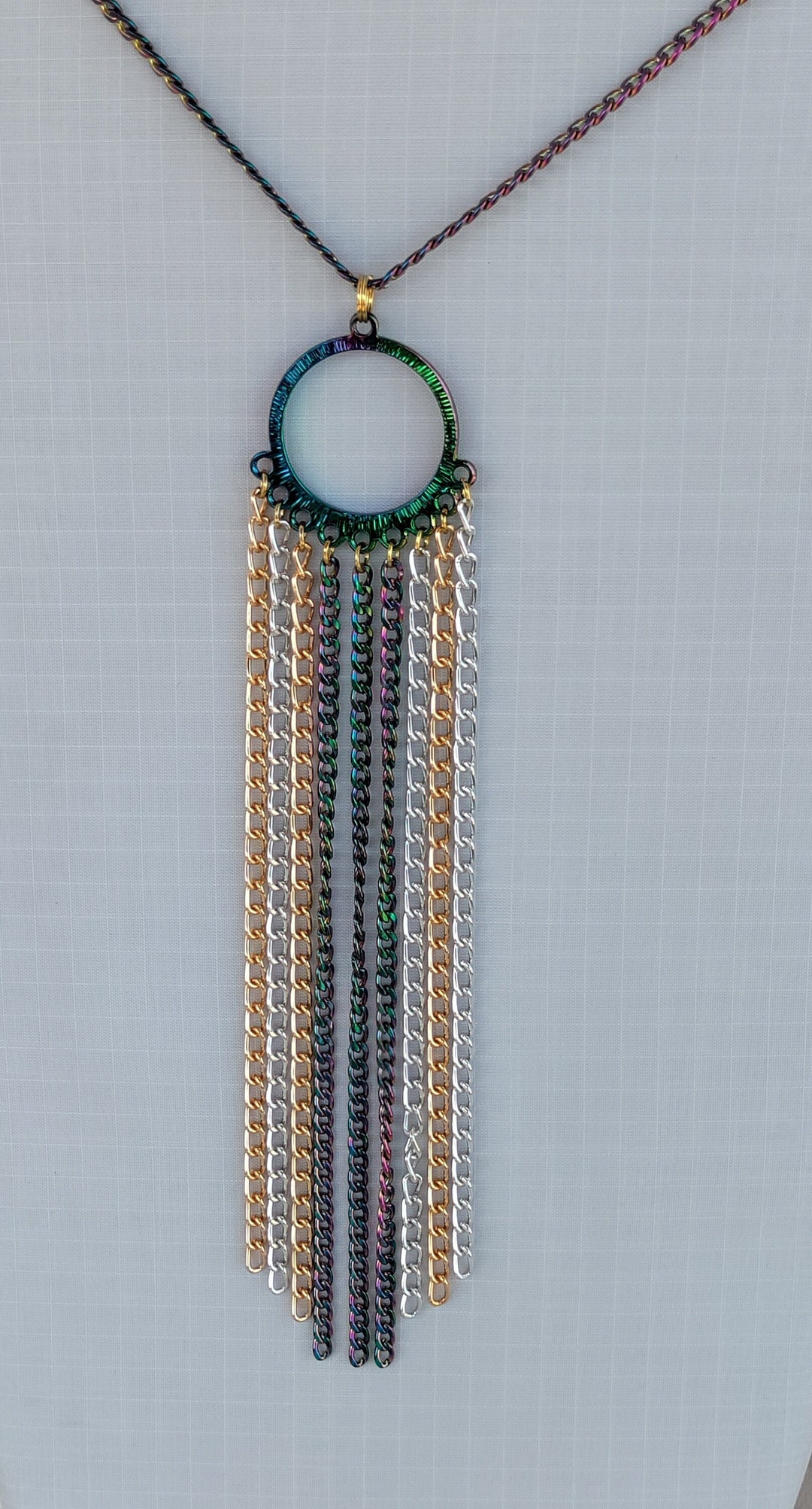 Hologram Pendant Multi Colored Chain Necklace - Etsy