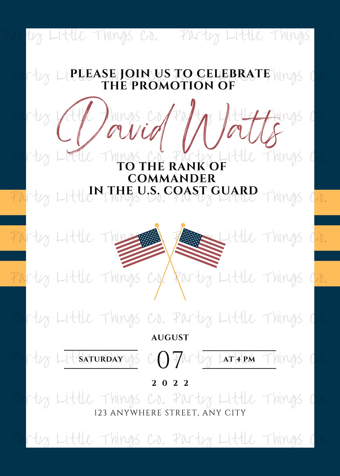 U.S. Coast Guard Promotion Invitation United States Military Rank ...
