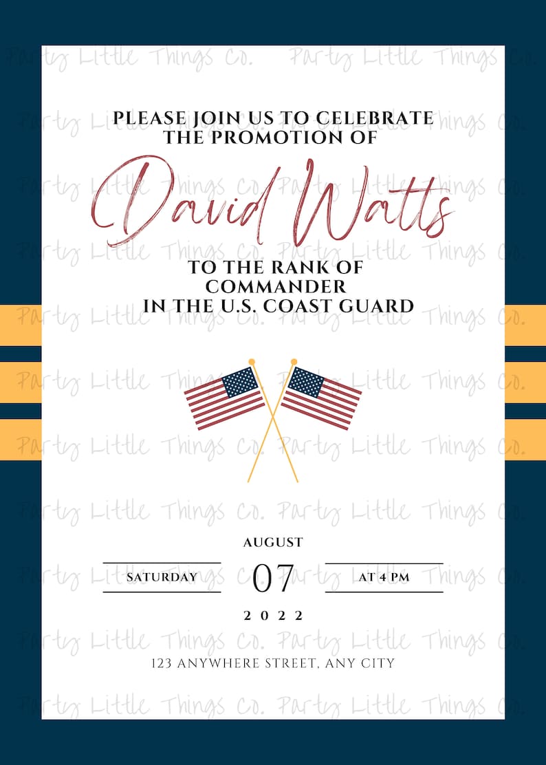 U.S. Coast Guard Promotion Invitation United States Military Rank ...