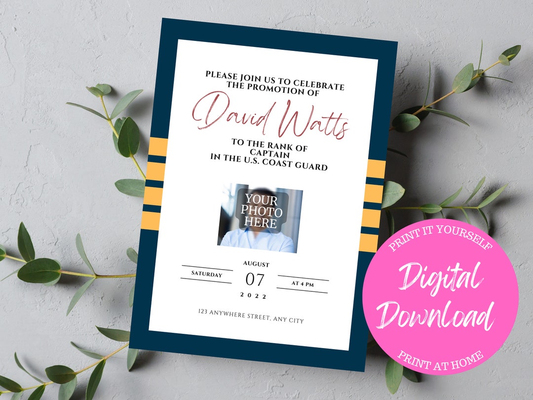 U.S. Coast Guard Promotion Invitation United States Military Rank ...