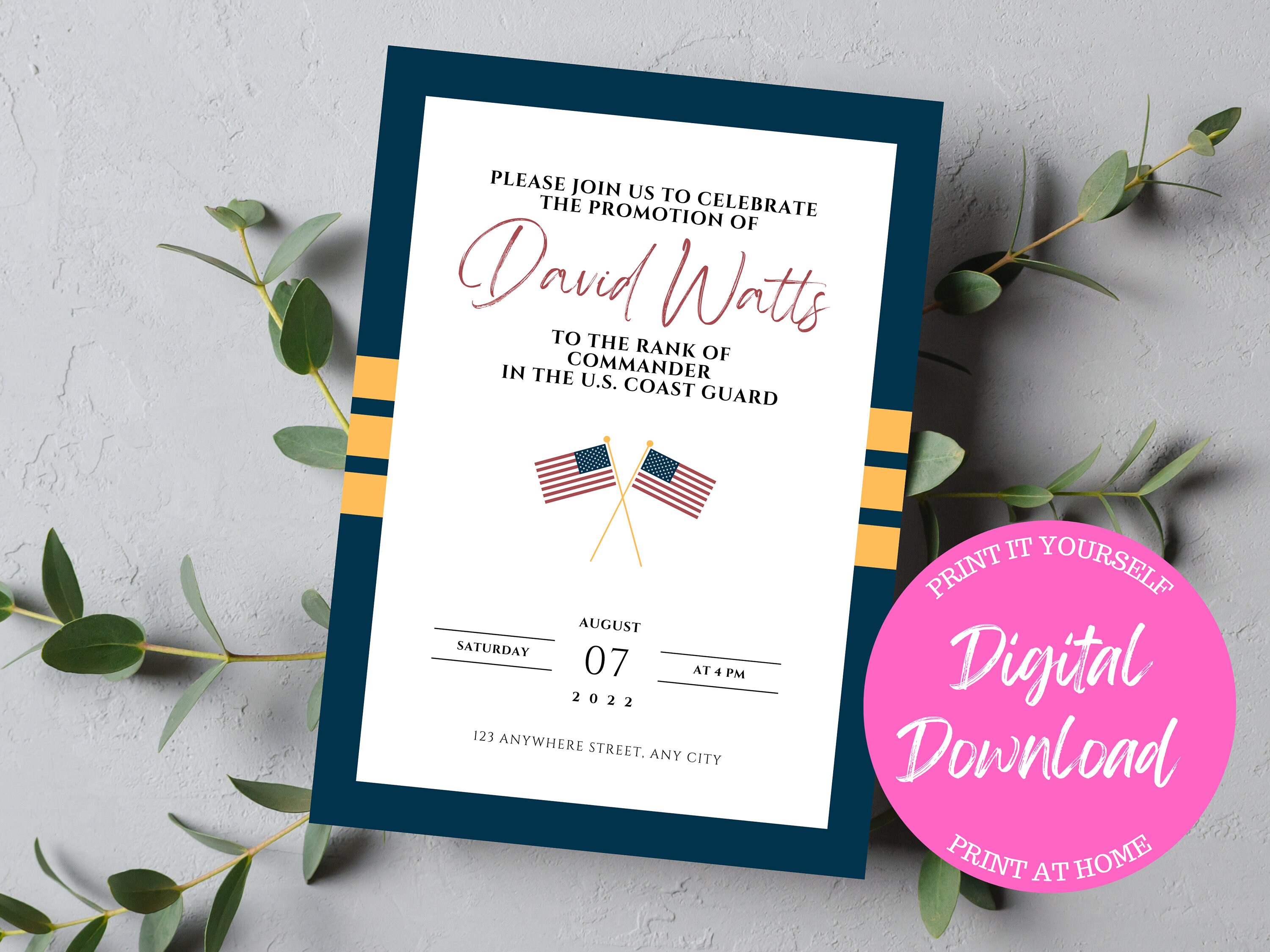 U.S. Coast Guard Promotion Invitation United States Military Rank ...