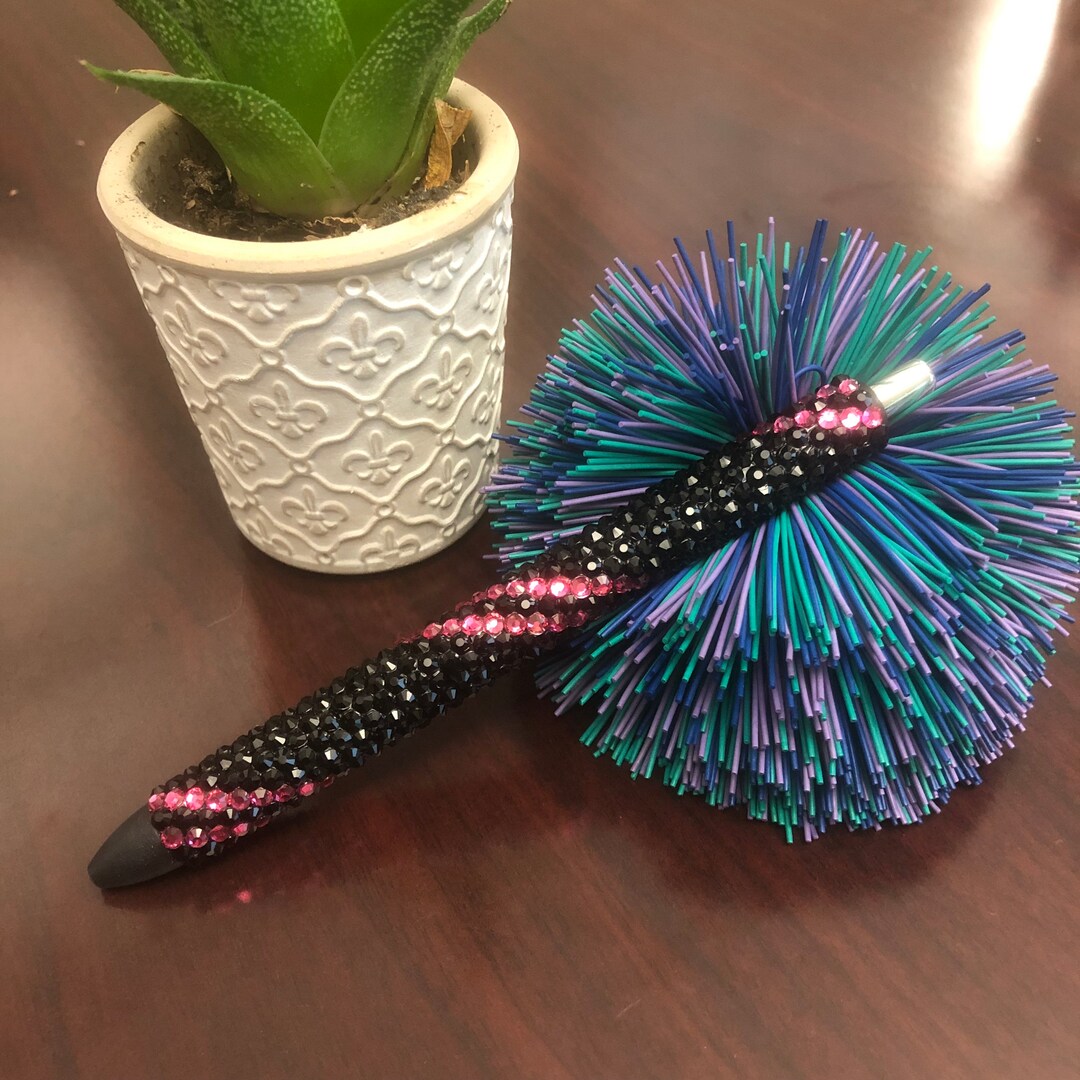 Refillable Rhinestone Black & Pink Bling Pen - Etsy