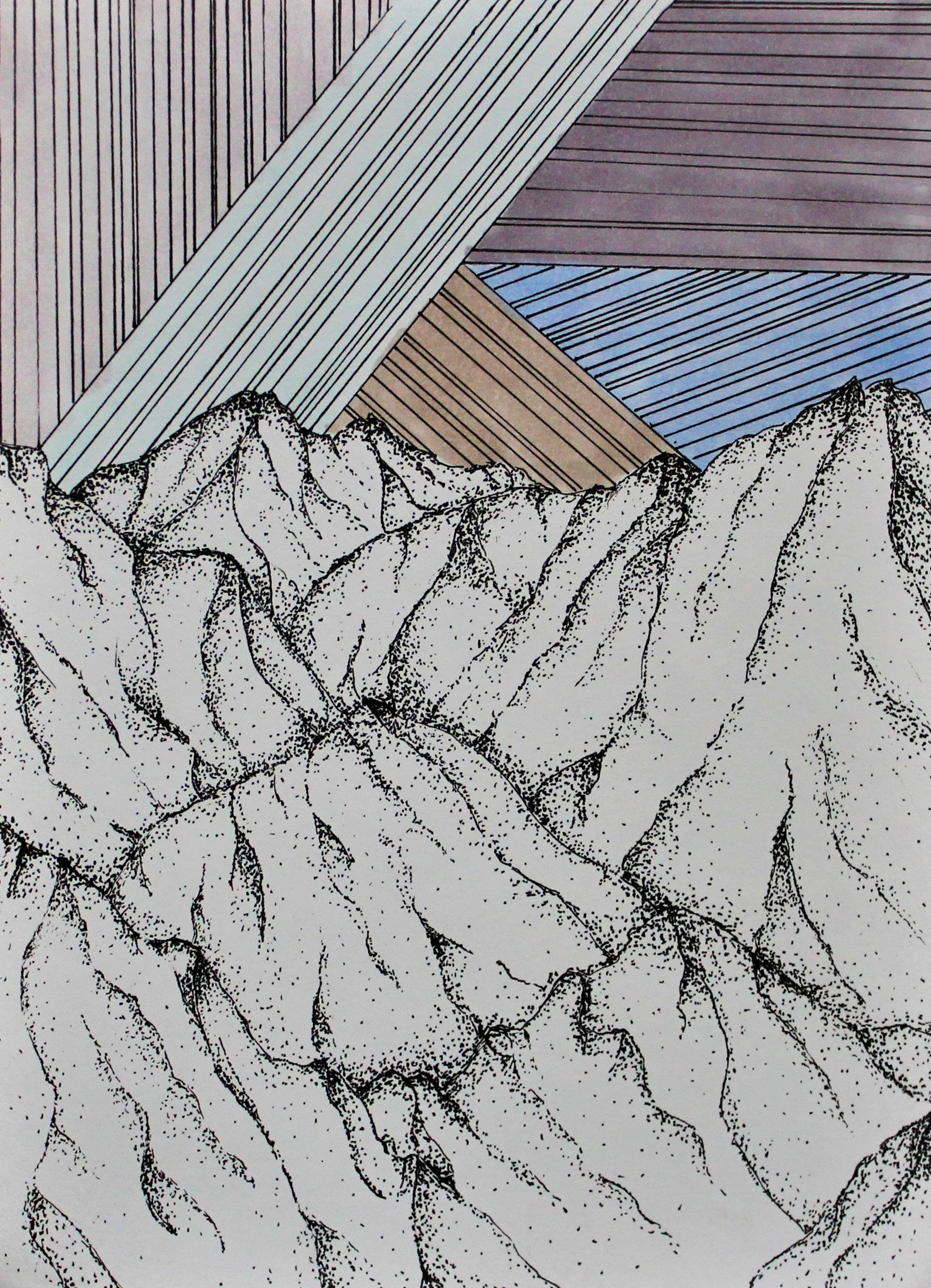 Mountains Pointillism Drawing - Etsy