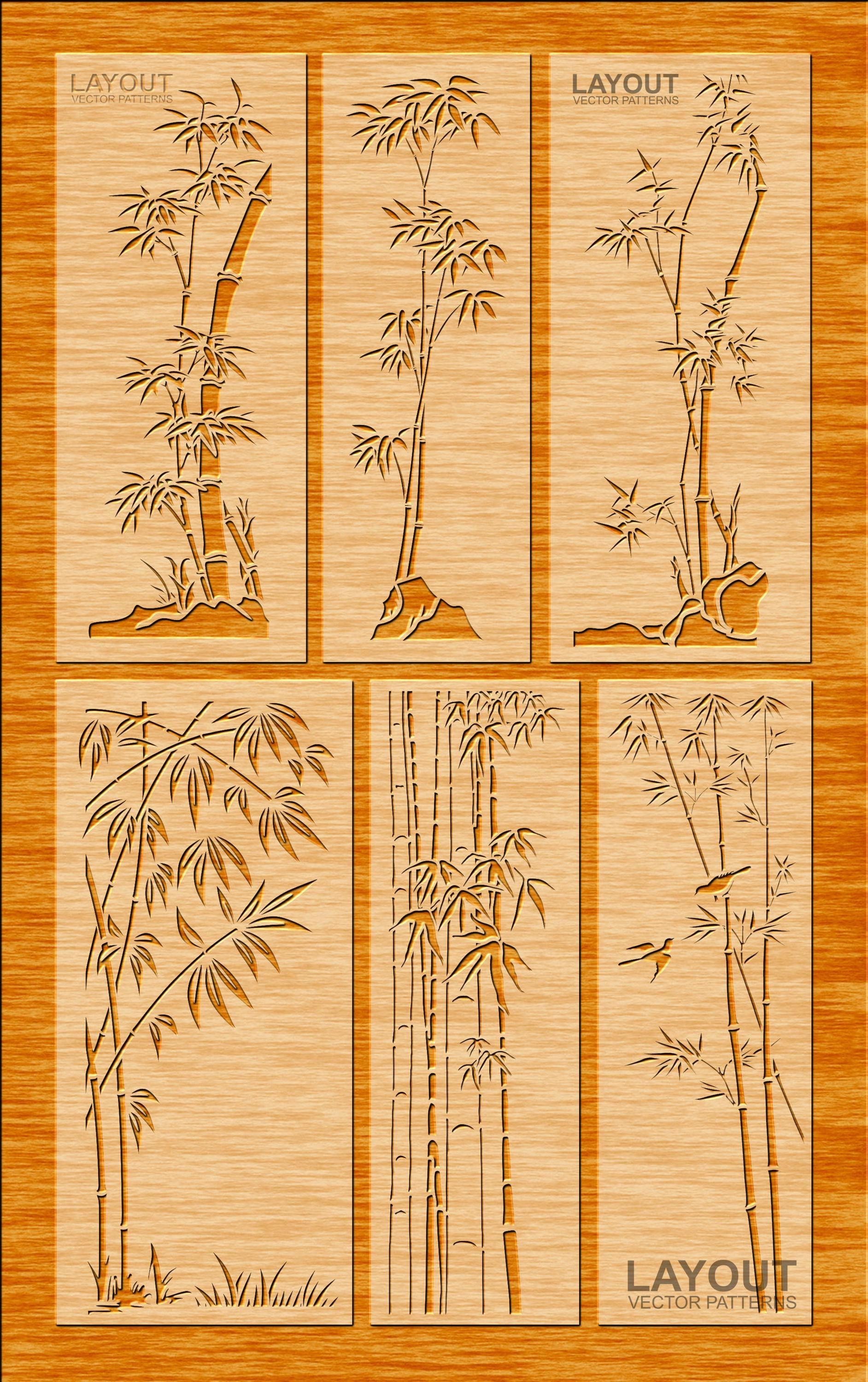 20 Bamboo Tree Panels, Wall Panel Stencil, Room Decor, Tree Patterns ...