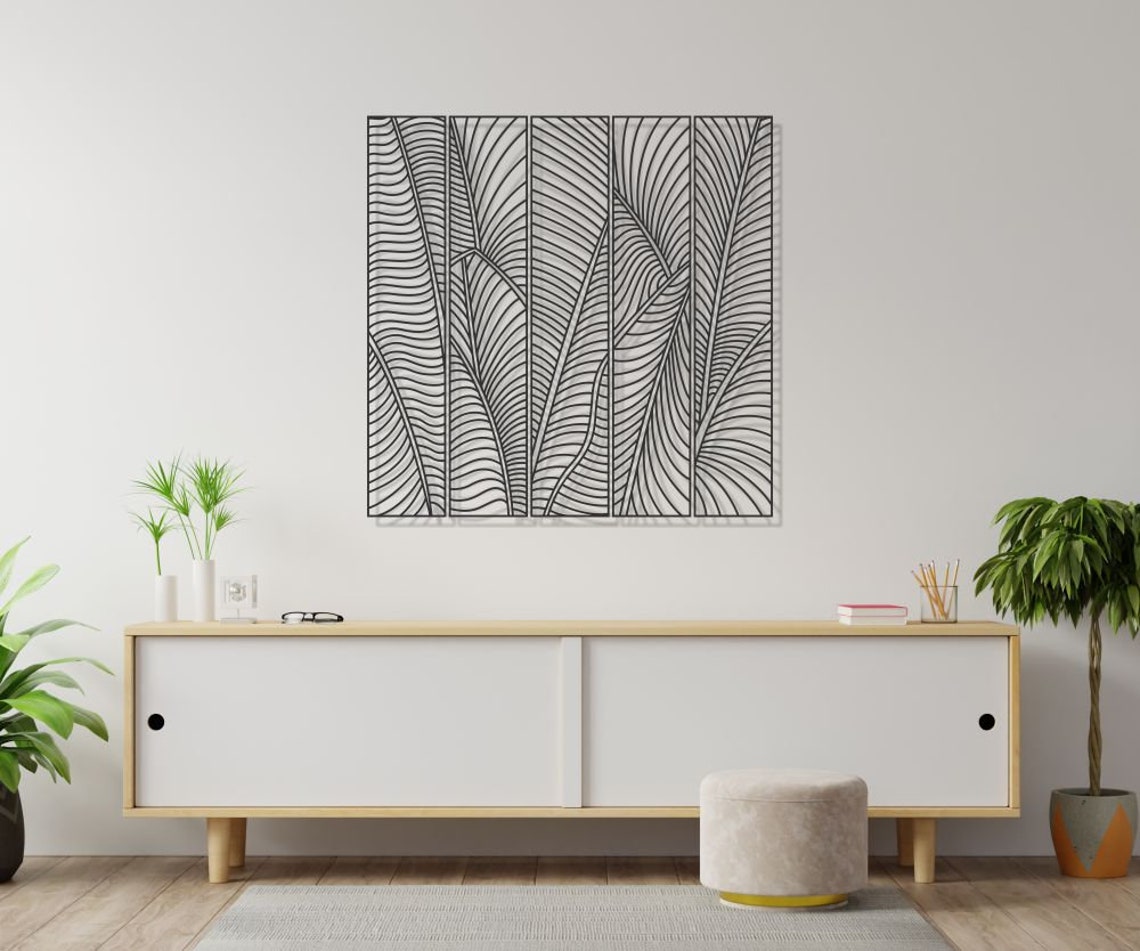 Abstract Line Pattern, Wave, Panels, Stencil, Wall Hanging, Room ...