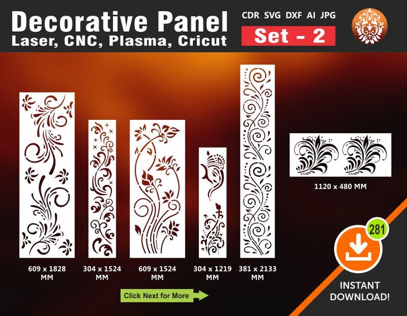 6 Decorative Panel Door Panels Stencil Templates Privacy | Etsy