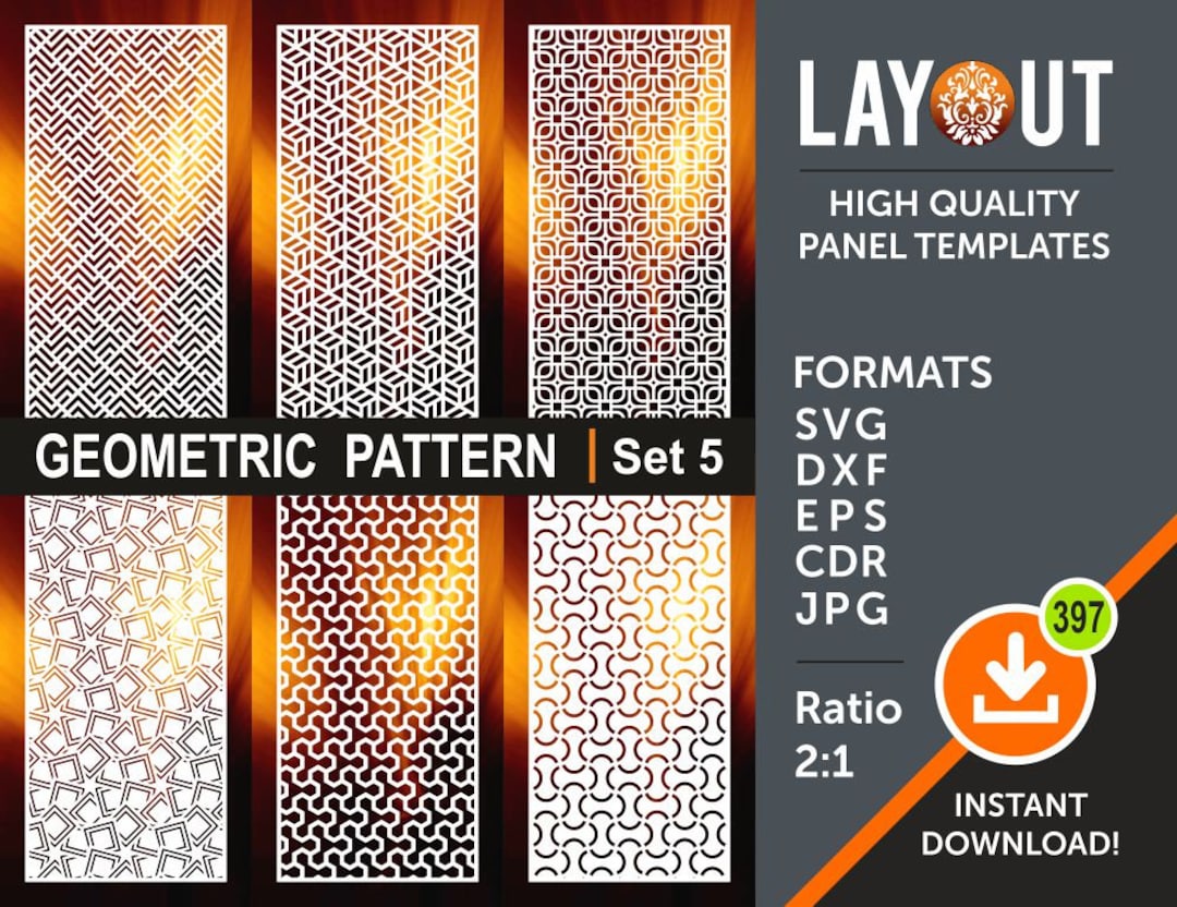 6 Geometric Pattern, Set #5 Decorative Panel, Privacy Screen, Stencil ...