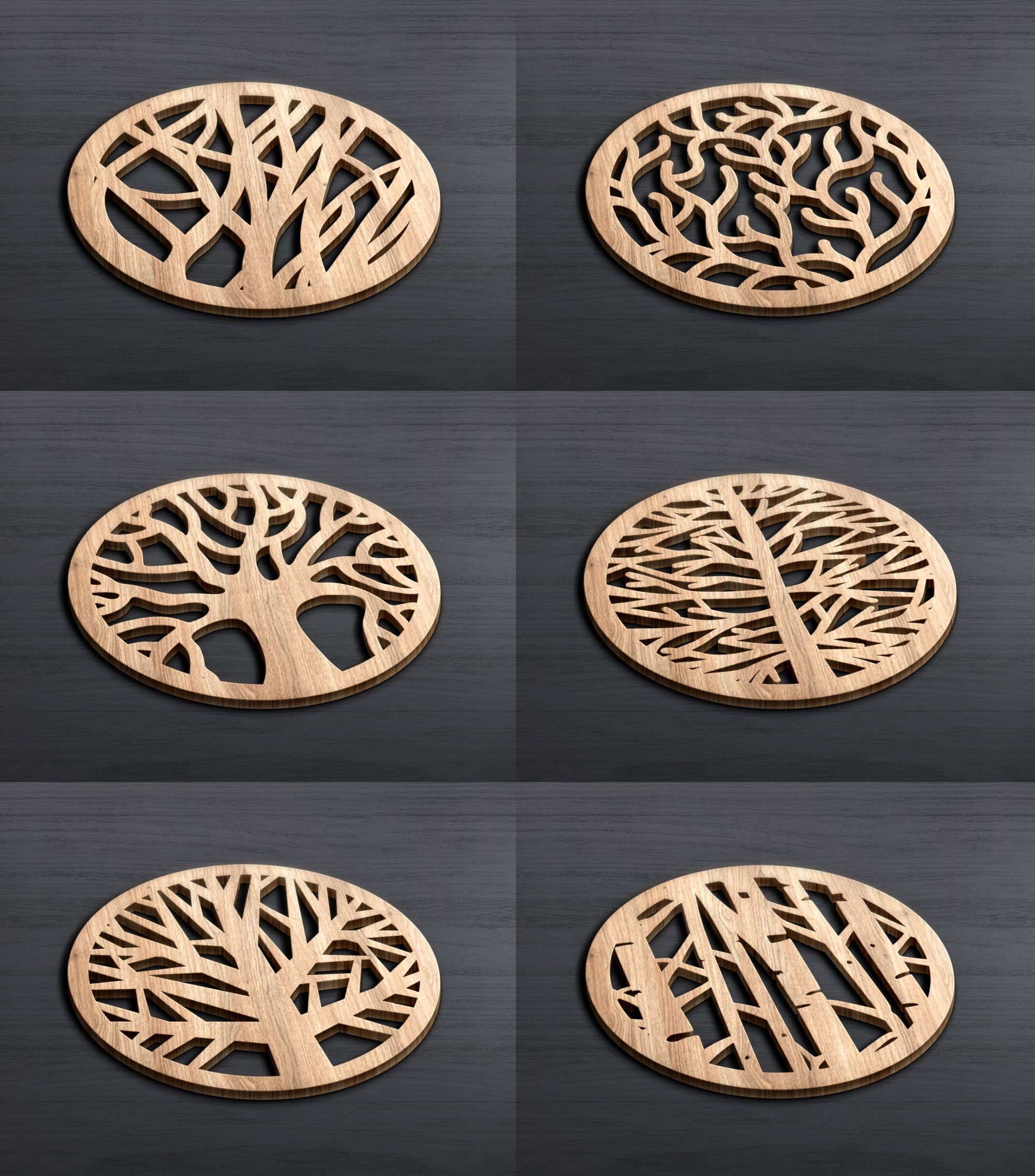12 Tree Coaster and Trivet Design Cut Files Wall Decor Wall | Etsy