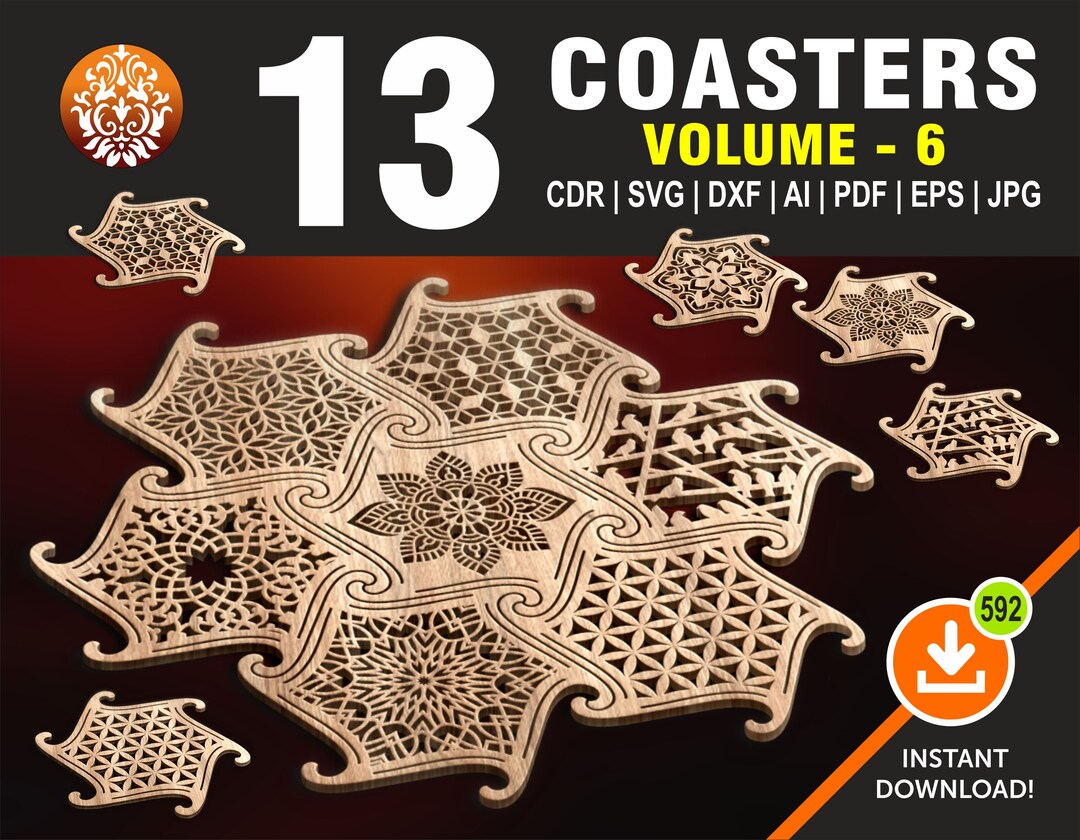 13 Coasters / Volume # 6 / Puzzle Wood, Metal, Wall Decor, Trivet | CNC ...