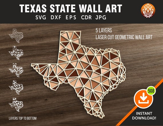 Texas State Multi-layer Geometric Wall Art Wall Hanging - Etsy