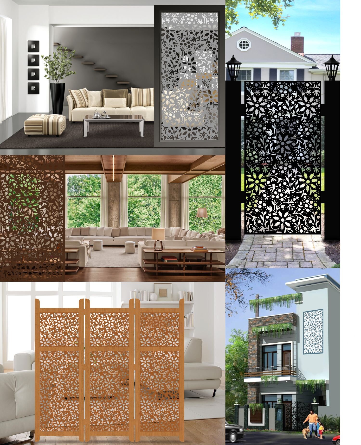 Floral Room Divider Panel, Screen, Partitions, Wall Hanging, Laser, CNC ...