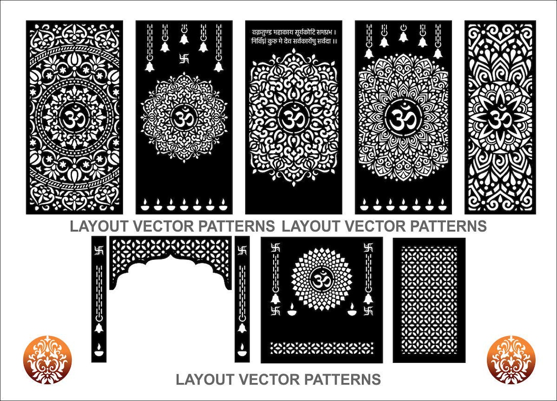 6 Temple Template, Wall Hanging, Partitions, Screen, Stencil, Laser ...