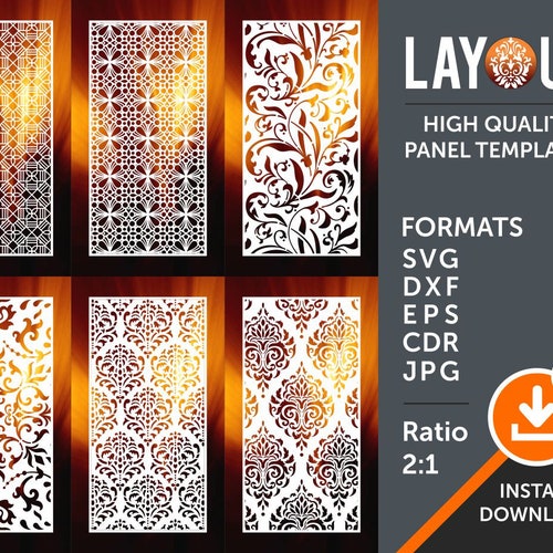 Laser Cut Decorative Panel Screen 12 Vector Pack SVG CDR DXF - Etsy